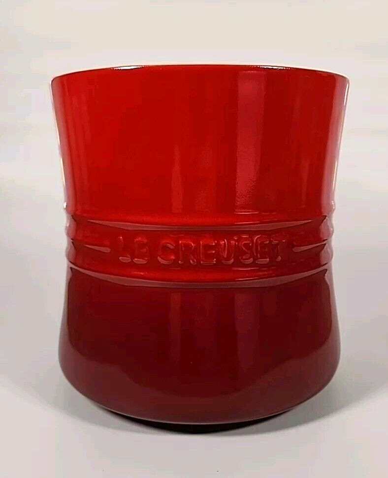 LE CREUSET Red Ombré Stoneware Crock Kitchen Utensil Holder Cerise 2.4L ...
