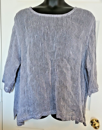 J Jill Pure Jill 4X Gray 100% Linen Tunic Top Sheer Pullover Beach ...
