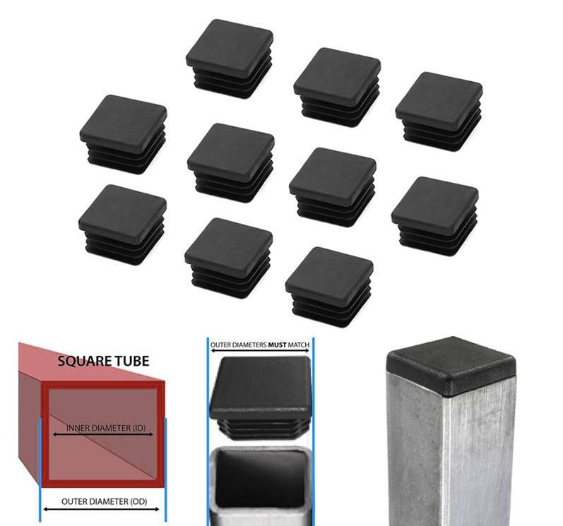 10pc 1" inch Square Tube Hole Plug Plastic End Cap 1x1 Tubing Glide ...