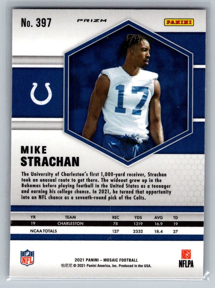 2021 Panini Mosaic #397 Mike Strachan Camo Pink Rookie RC COLTS | eBay
