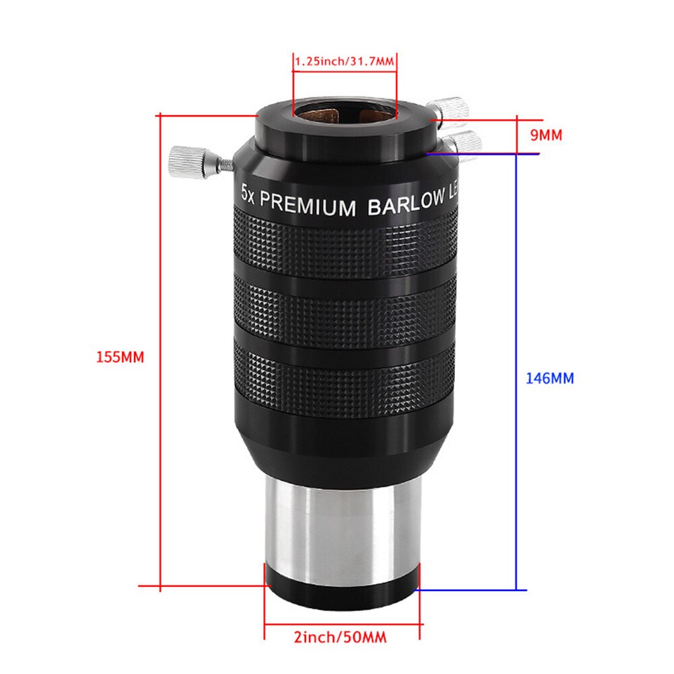 2'' 2X/3X/5X Apochromatic Astronomical Telescope Barlow Lens with 1.25 ...