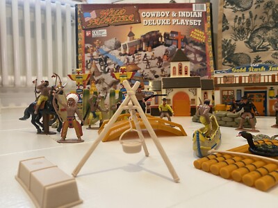 Wild Frontier Cowboy And Indian Deluxe Playset Hand Painted Figures ...