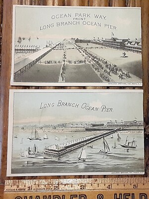2 1880 Long Branch Pier New Jersey Ferry New York City trade card NYC ...