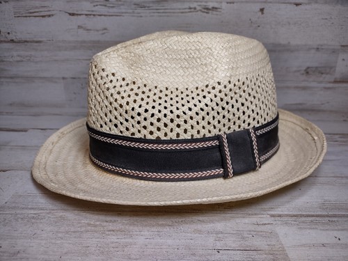 Ole Headwear Natural Woven Brimmed Beach Hat w/ Red White Black Tribal ...