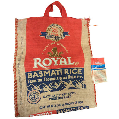 Royal Basmati Rice Burlap Bag Zipper Handle Reusable Hippie Tote NO ...