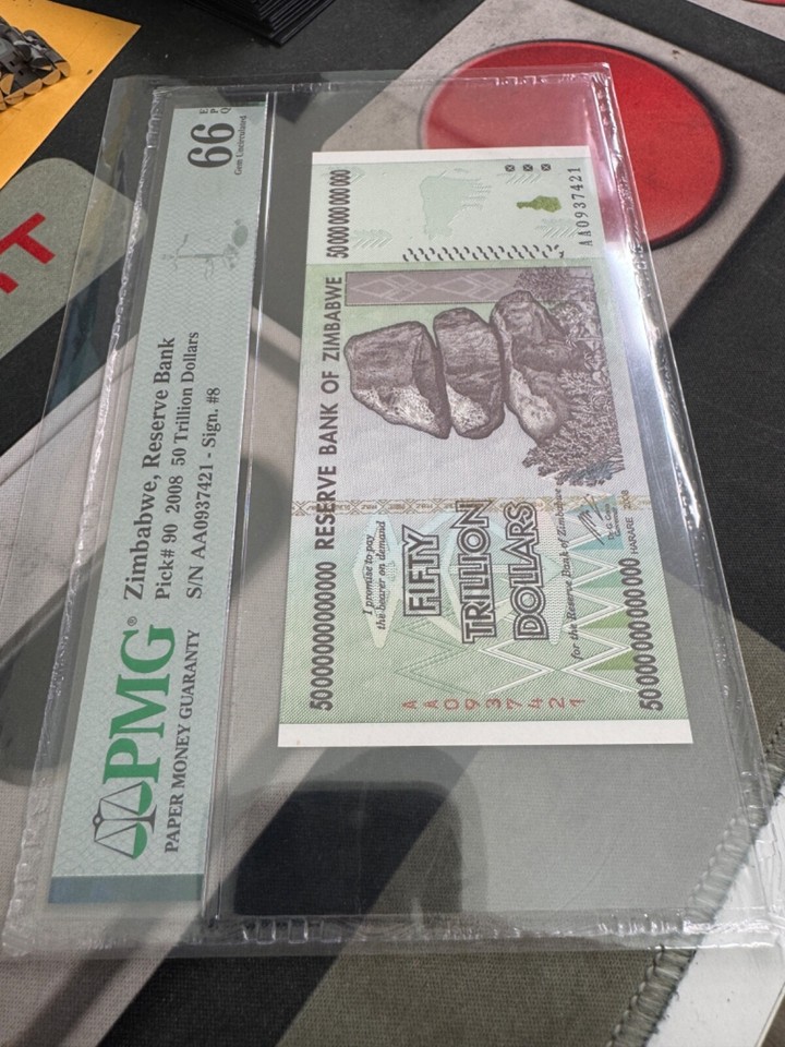 PMG Zimbabwe 50 Trillion Dollars Banknote, AA/2008, P-90, GEM UNC, 66 ...