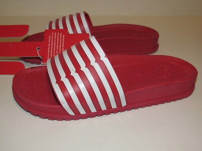 Hunter Slide Sandals Kids 4 Youth Shoes Red White Stripe Slides NEW ...
