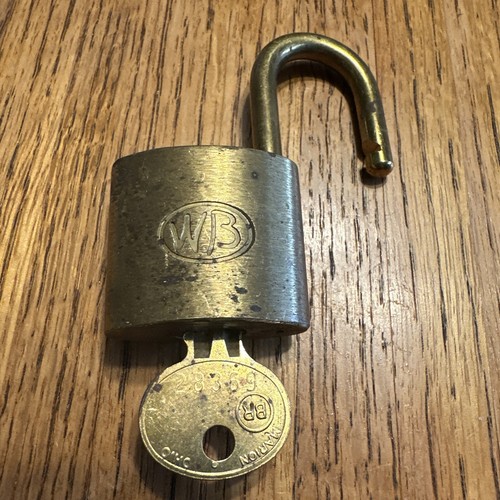 One Vintage WB Wilson Bohannon Brass Padlock Lock W/Key #28369. (26) | eBay