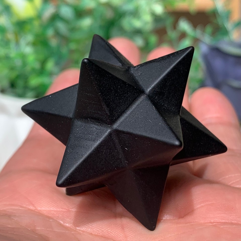 55.2G Natural Obsidian Stone Carved Merkaba Quartz Crystal Carving ...