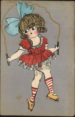 Handmade Paper Doll Jumping Rope Pasted Onto Postcard #2 | eBay