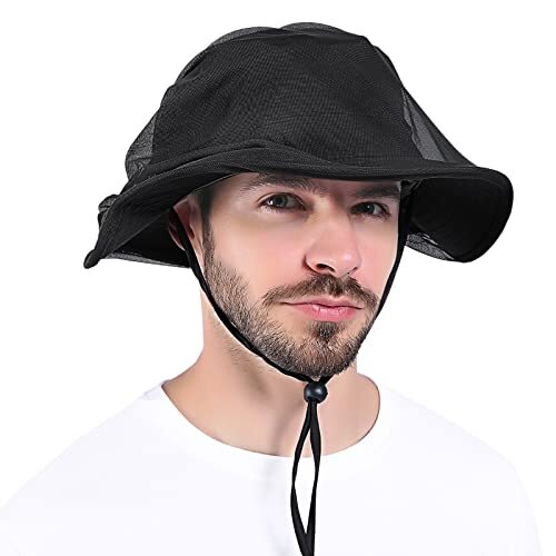 Head Net Hat - Safari Hat Sun Hat Bucket Hat Fishing Hat with Netting ...