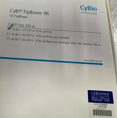 CyBio AnalytikJena OL3811-25-537-N CyBi TipBoxes 96 250 uL Box of 10 ...