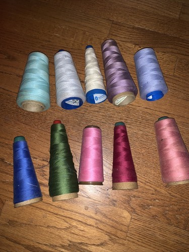 Cones Spools Thread MIXED COLORS lot Set of 10 Rainbow Some New & Used ...