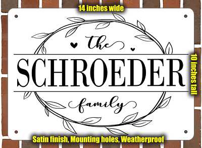 Schroeder Family Decorative Metal Door or Wall Plaque (Style 1) | eBay