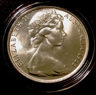 10 Australian 1966 silver round 50 cent aUnc coin In Capsules Ex Mint ...