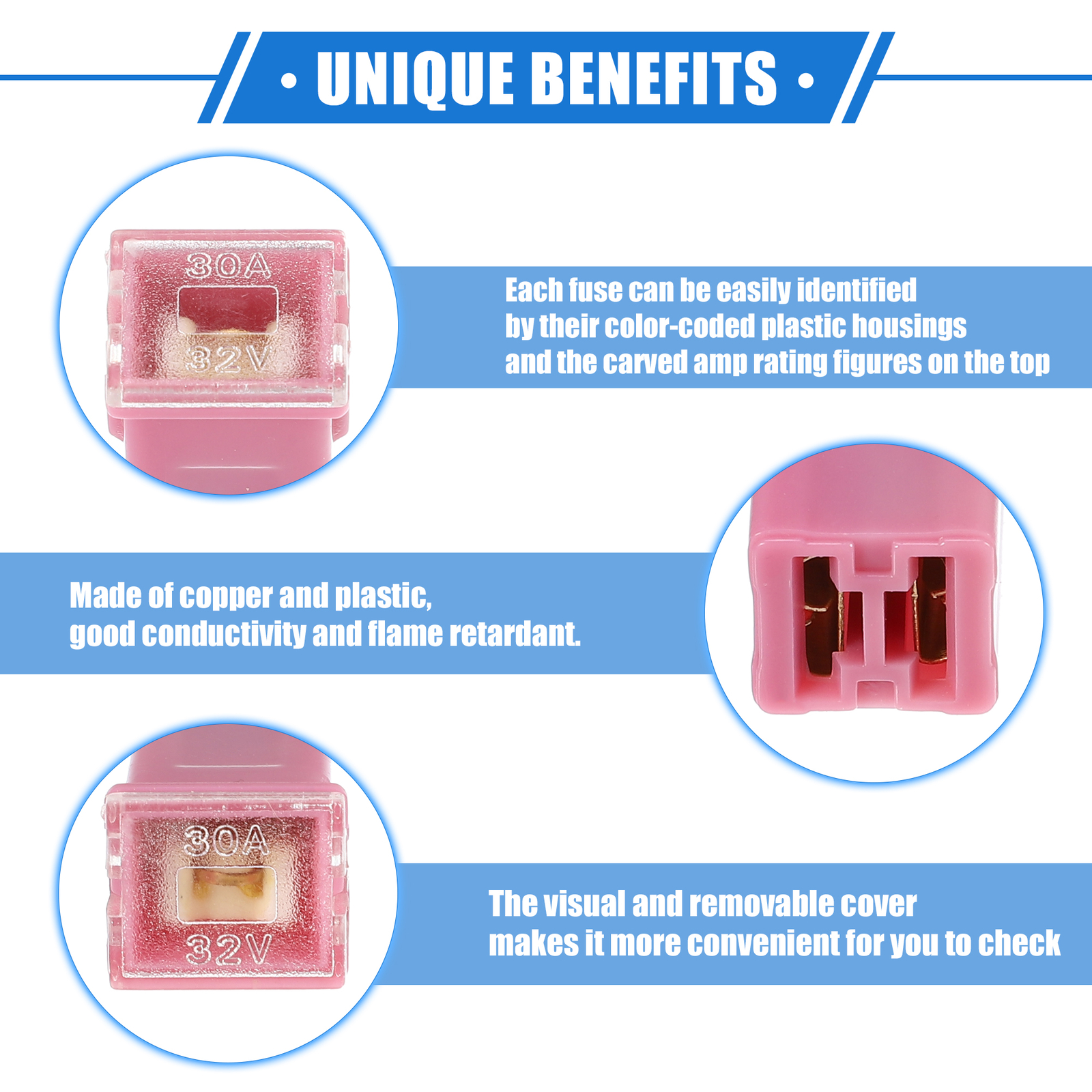 10 Pcs Standard Box Shaped Fuse 30 Amps Universal for Pickup Trucks ...