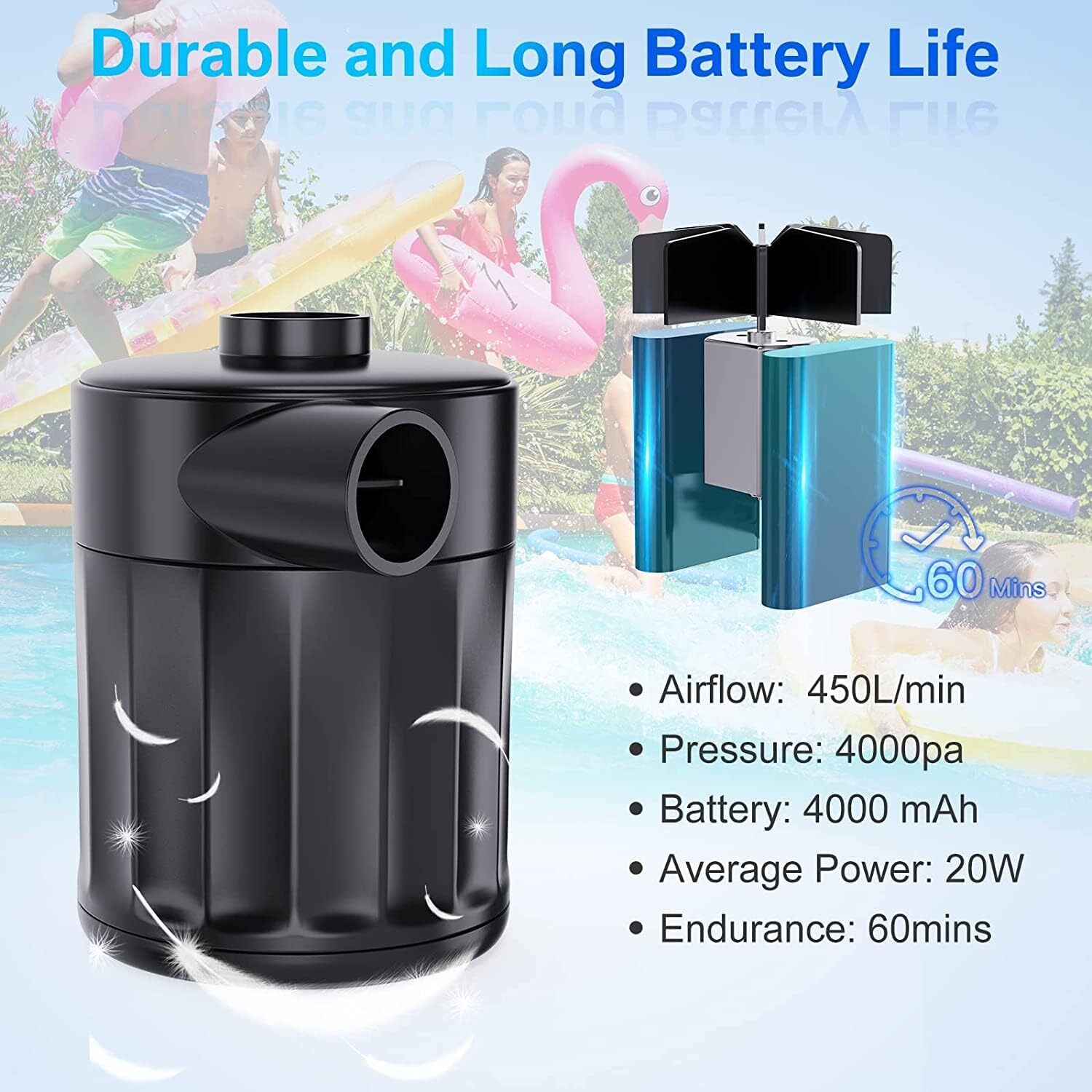 Mini Electric Air Pump for Inflatables Air Mattress Bed Pool Floats 4 ...