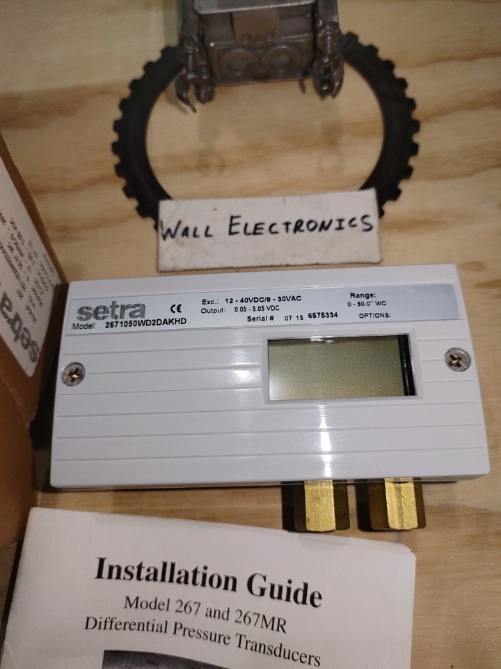 Setra Model 267 Differential Pressure Transducer 2671050WD2DAKHD =NEW ...