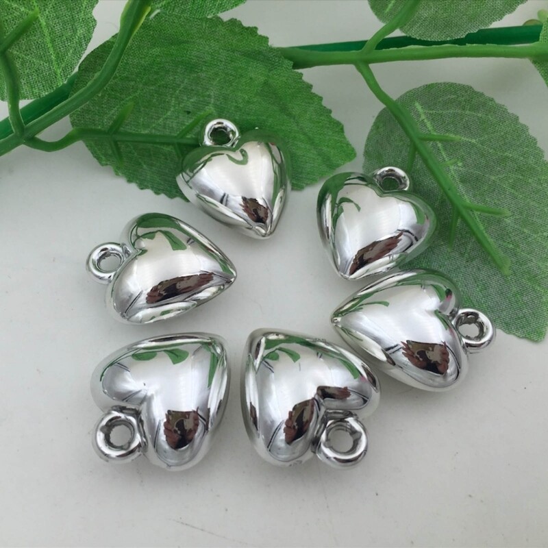 10 Pcs Small Heart Charm Pendants Plastic Beads Jewelry Making ...