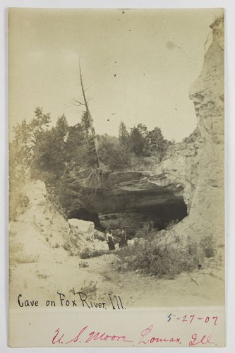 RPPC Cave on Fox River Illinois 1907 Two People Exploring Landscape | eBay