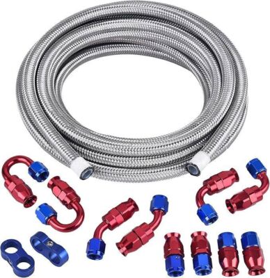6AN PTFE Fuel Line Kit E85 Stainless Steel Braided Fuel Hose - 5/16Inch ...