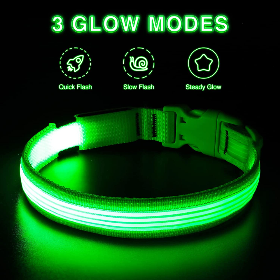 Light up Dog Collars, Dlitk LED Dog Collar USB Rechargeable, Lighted ...
