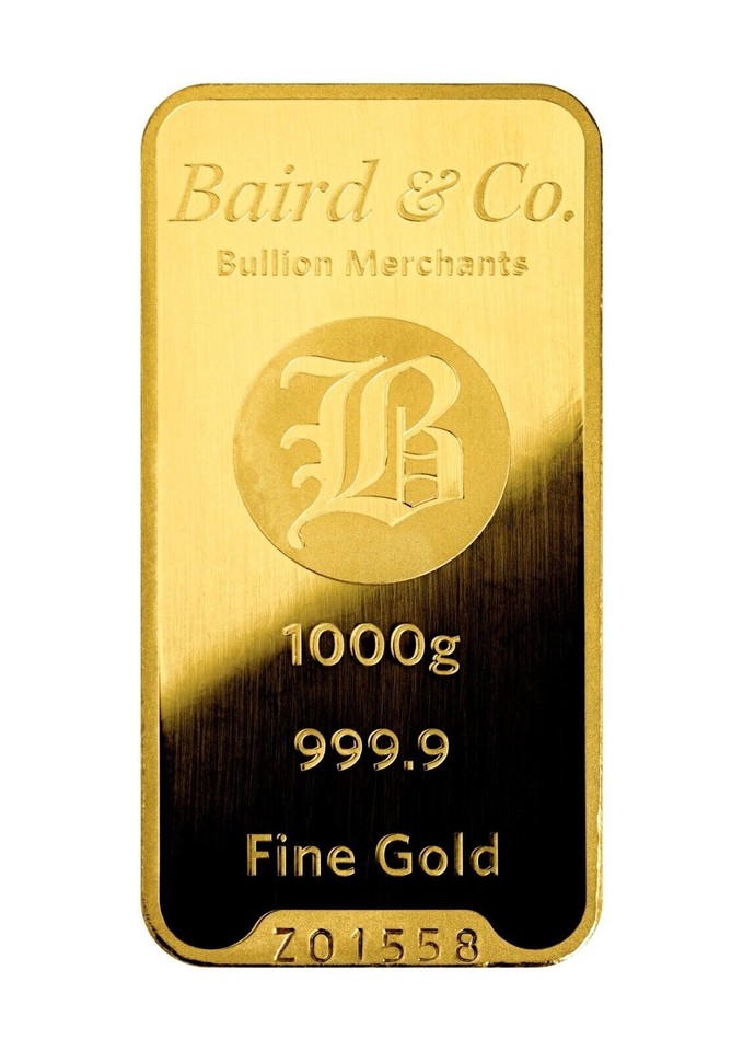 1KG 1000 GRAMS PURE GOLD CAST BULLION BAR BAIRD & CO 24CT GOLD BEST ...