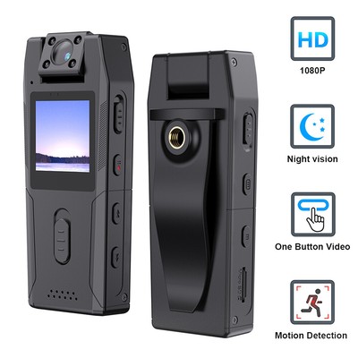 1080P HD Camcorder Mini Police Body Camera 180° Rotatable Video DVR ...