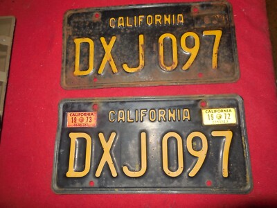 1963 issue black and gold unrestored car license plates 1964 65 YOM ...