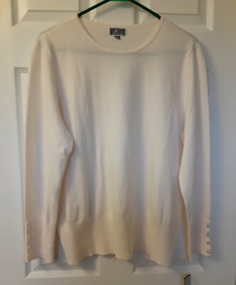 New JM Collection Womens Ivory Crew Neck Knit Sweater X-Large | eBay
