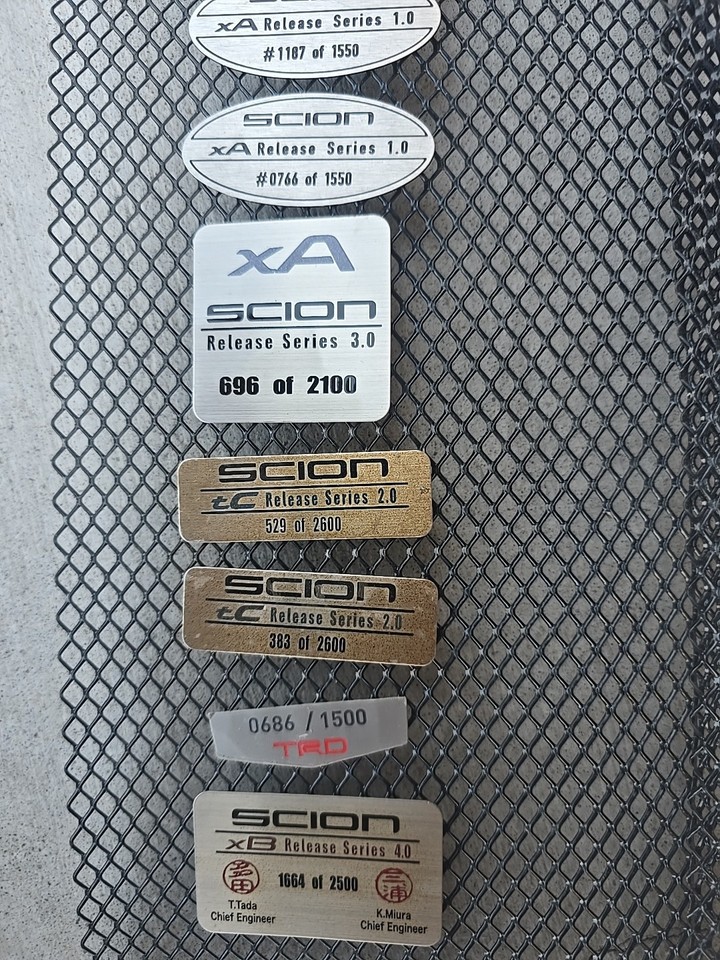 Scion Release Series Emblem (12) Metal Badges OEM RARE Scion tC xB xA ...