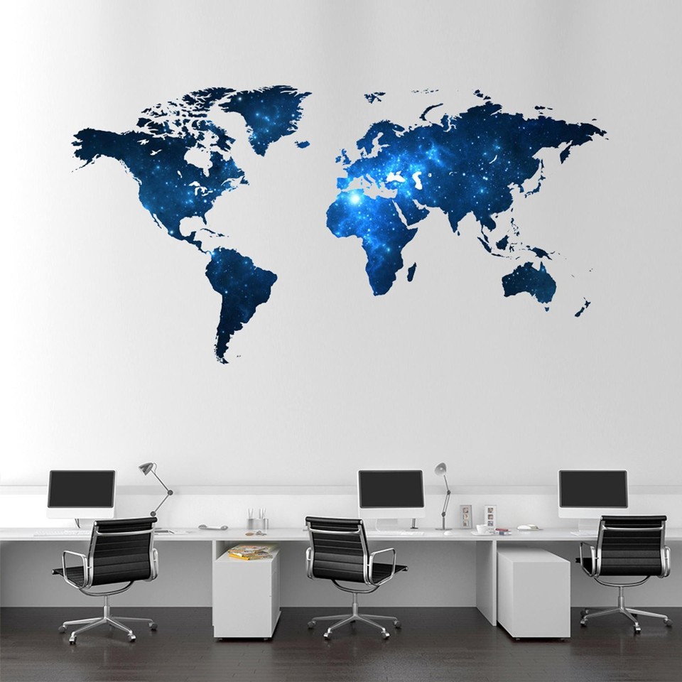 3D World Map Wall Stickers Decor Murals Modern World Map | eBay UK