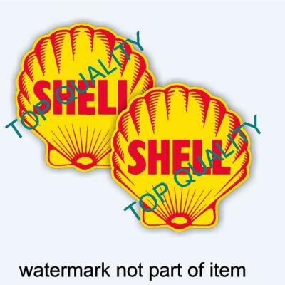 VINTAGE SHELL GASOLINE OIL Decal Sticker X2 Vintage Man Cave Garage ...