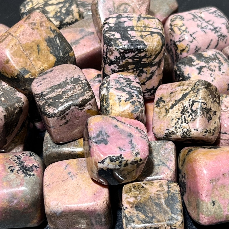 Pink Rhodonite Tumbled Stones (By The Piece or Pound) Genuine Mineral ...