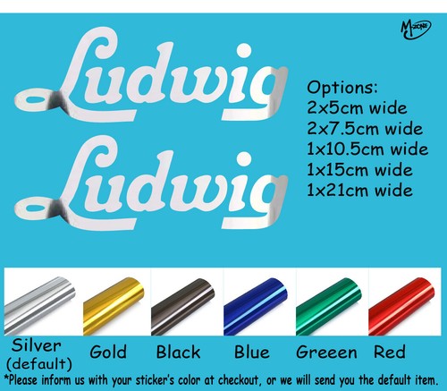 Ludwig drums Decals Stickers Metallic Chrome Effect logo die cut best ...