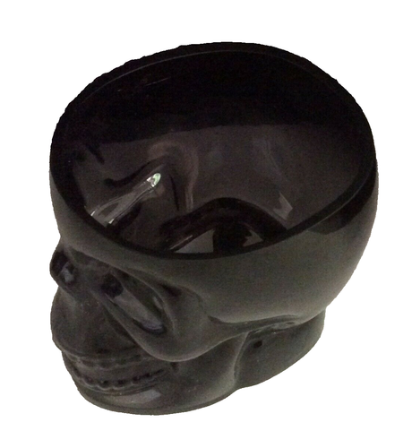 Pottery Barn Skeleton Skull Glass Ice Bucket Gothic Black Halloween NEW ...