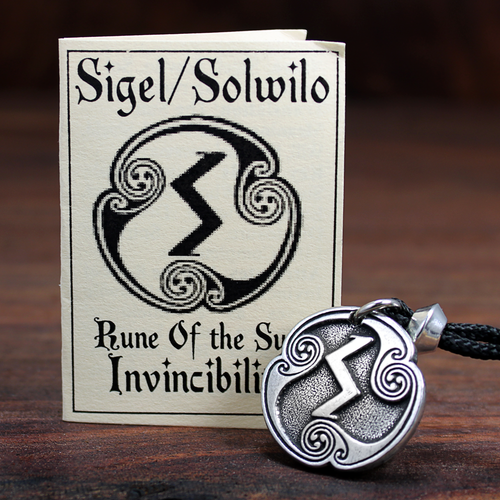 Pewter Sigel Sun Rune Norse Viking Asatru Amulet Sowilo Saugil Sigil ...