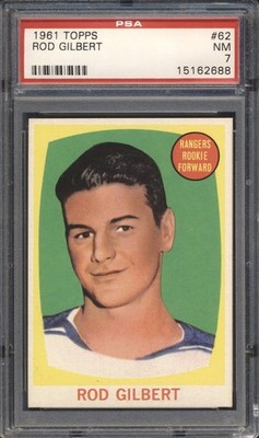 1961 Topps Hockey Rod Gilbert ROOKIE #62 PSA 7 RANGERS NM HOF ( PSA Set ...
