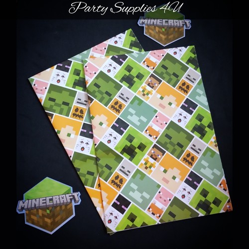2pk Minecraft Wrapping Paper & gift tags/Boys/Gaming/Gift wrap/Xbox/PS5 ...