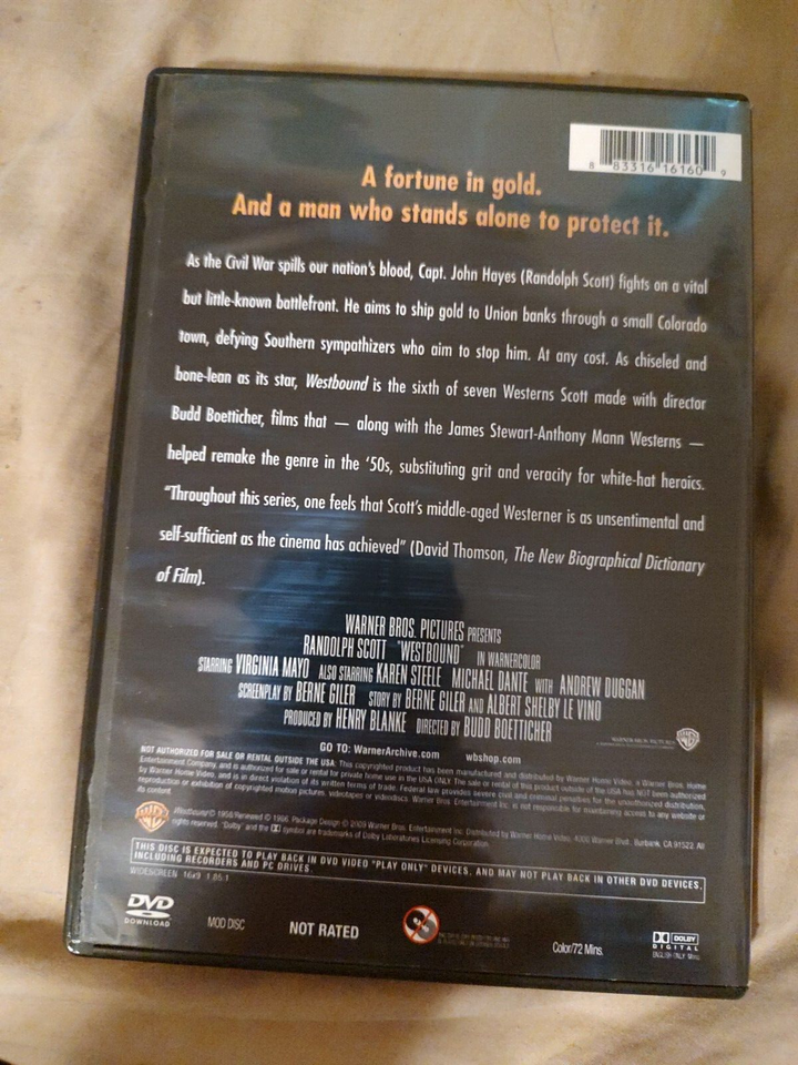 Westbound (DVD, 1958) Warner Archive Randolph Scott Virginia Mayo Karen ...