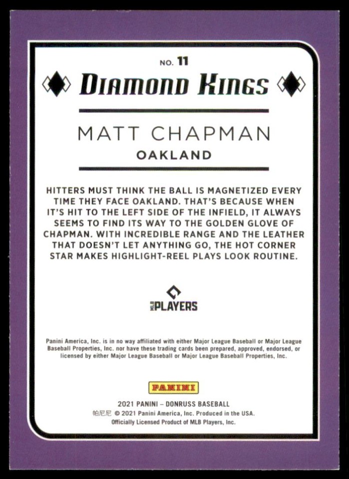 2021 Donruss Holo Blue #11 Matt Chapman DK | eBay