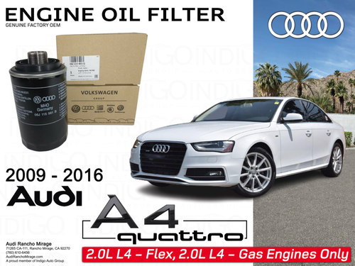 2009-2016 Audi A4 QUATTRO 2.0L Engine Genuine Audi Oil Filter A4Q ...