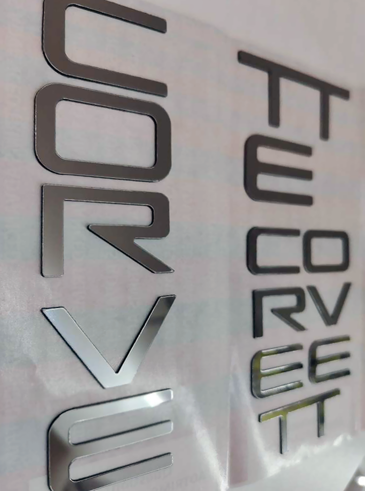 Chrome FRONT & REAR Plastic Raised Letters Inserts fits Corvette C4 ...