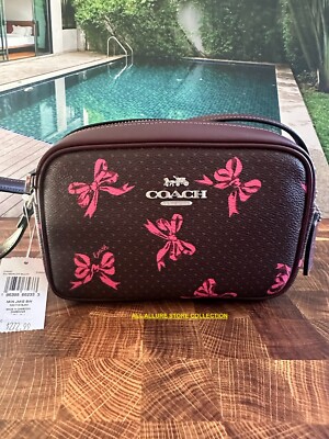 NWT Coach Jamie Mini Camera Bag with Bow Print Merlot Multi | eBay
