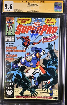 NFL SuperPro #1 - Marvel - CGC SS 9.6 NM+ - signed by Mike DeCarlo | eBay