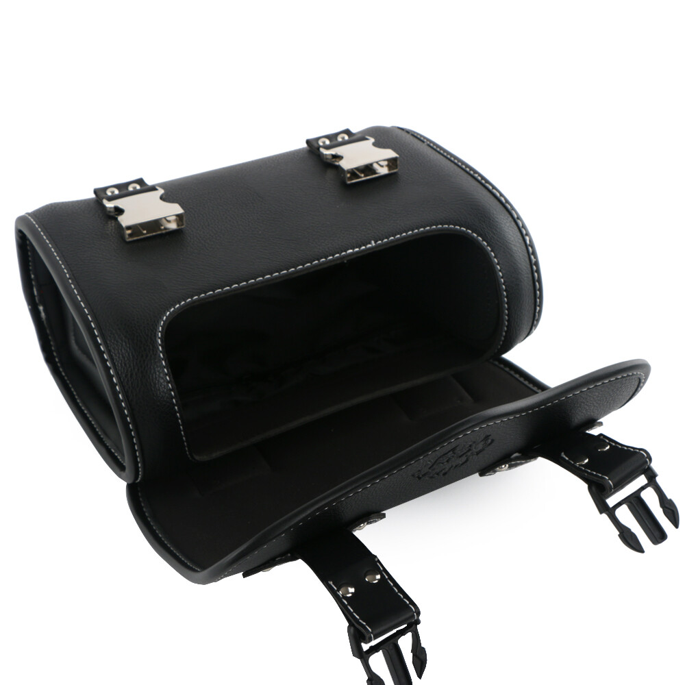 Black Motorcycle Saddlebags PU Tool Luggage Bar Bags Storage for Harley Dyna | eBay