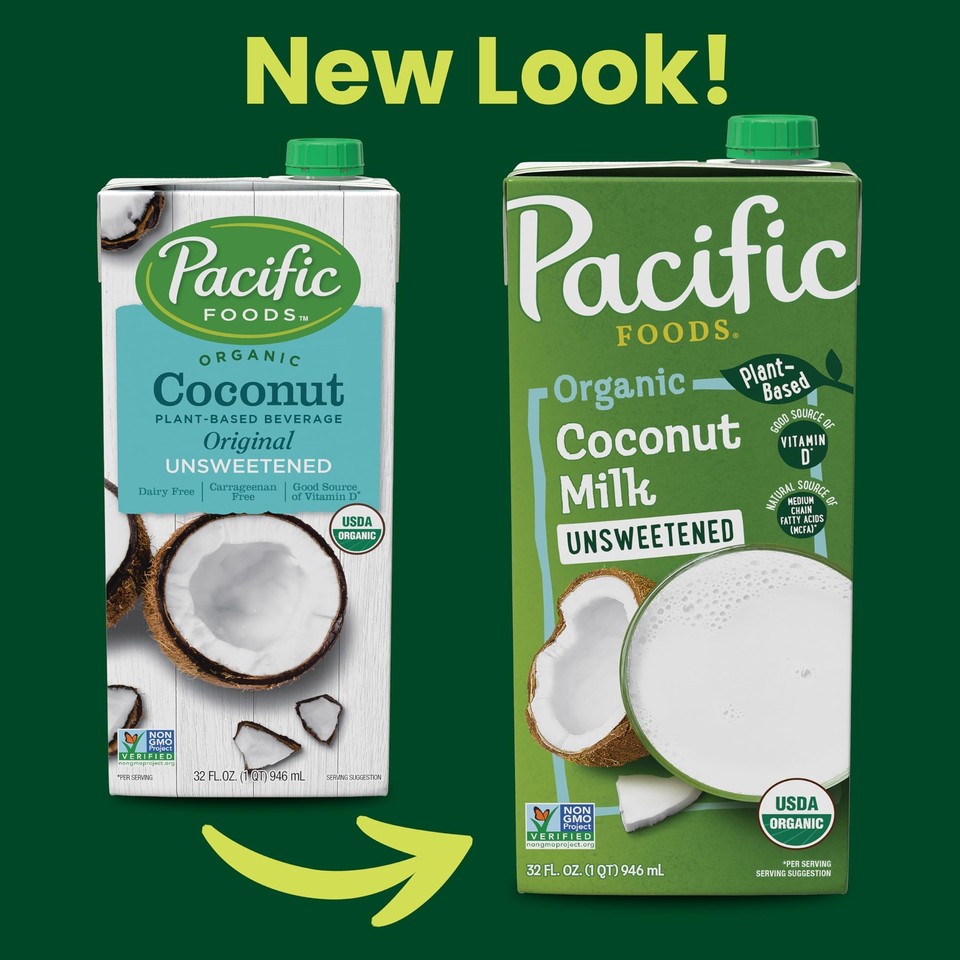 Pacific Foods Organic Unsweetened Coconut Milk Plant Based Milk 32 oz ...