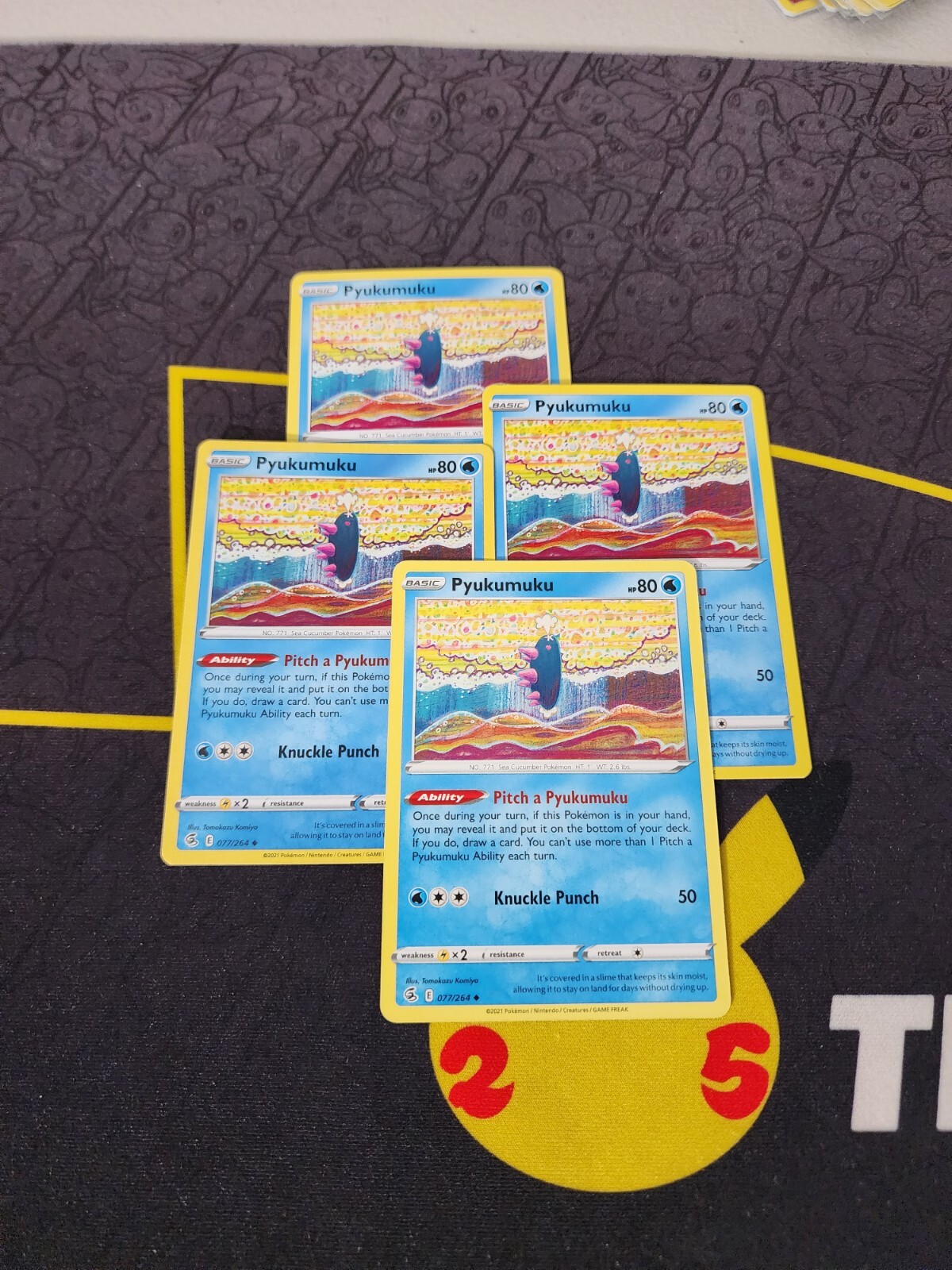 4x Pokemon TCG Pyukumuku Fusion Strike 077/264 Regular Uncommon NM/M ...