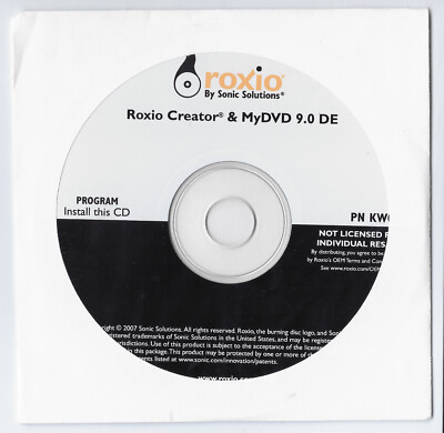 New Sealed Roxio Creator & MyDVD 9.0 DE CD / DVD Burning Recording ...