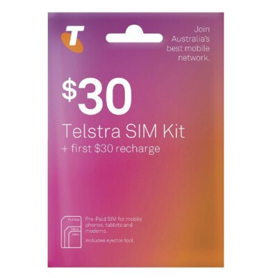 NEW TELSTRA PREPAID $30 SIM CARD STARTER PACK KIT 3G/4G MOBILE MULTI ...